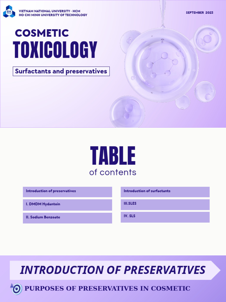 Cosmetic Toxicology - Surfactants and Preservatives | PDF ...