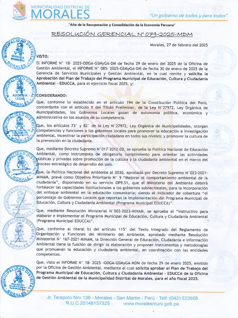 Resolución Gerencial N°79-2025-Mdm | PDF