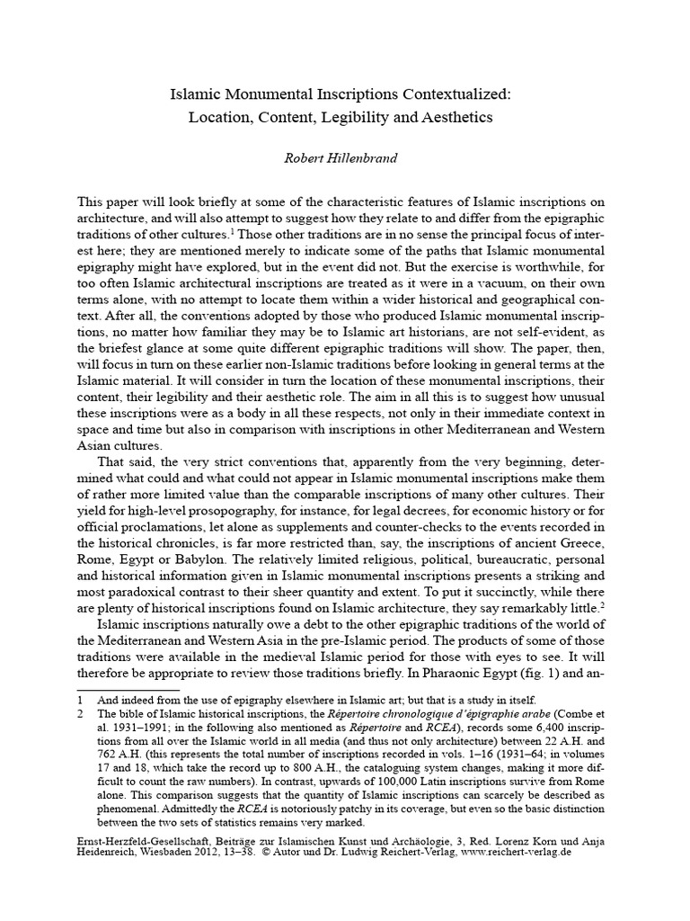 Islamic Monumental Inscriptions Analyzed | PDF
