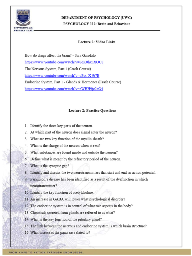 Lecture 2_PSY112_Practice Questions | PDF