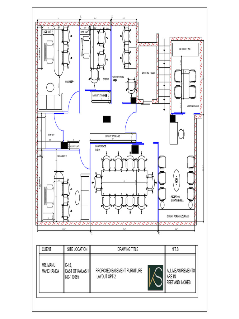 Basement Layout Opt-2 E-15 East of Kailash | PDF