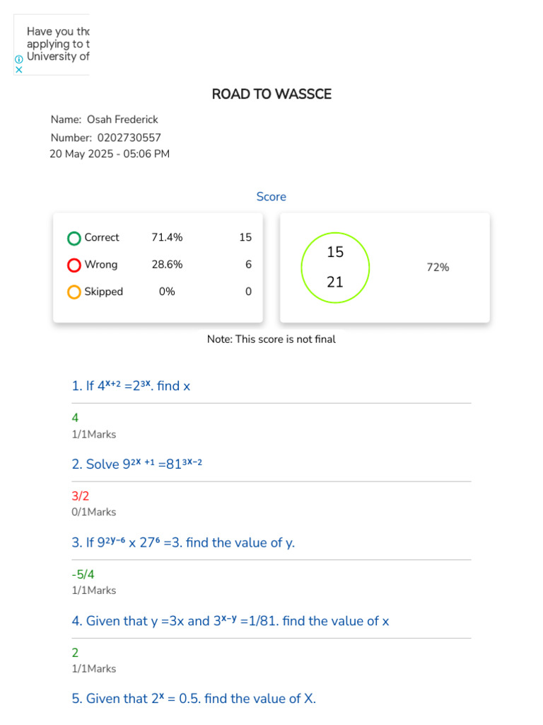 Answer-Sheet Core Maths | PDF