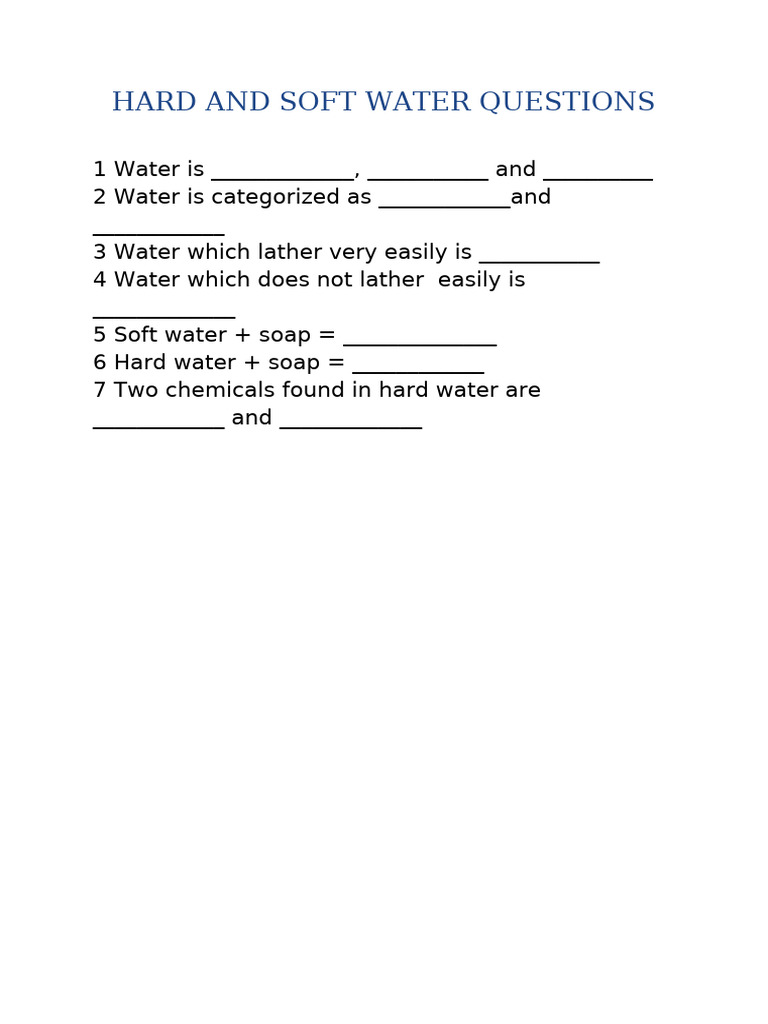 Hard vs Soft Water Explained | PDF