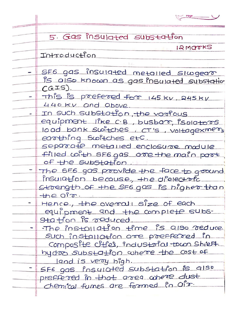 UNIT-V Gas Insulated Substation Notes | PDF