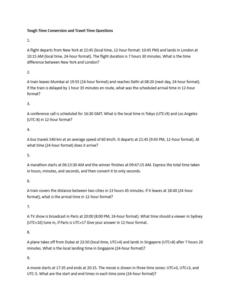 Complex Time Conversion Challenges | PDF | Speed | Spacetime