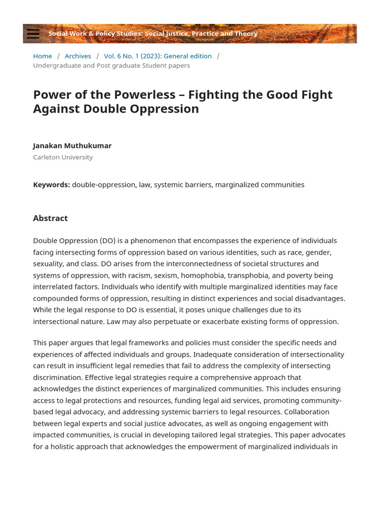 Power of The Powerless - Fighting The Good Fight Against Double ...