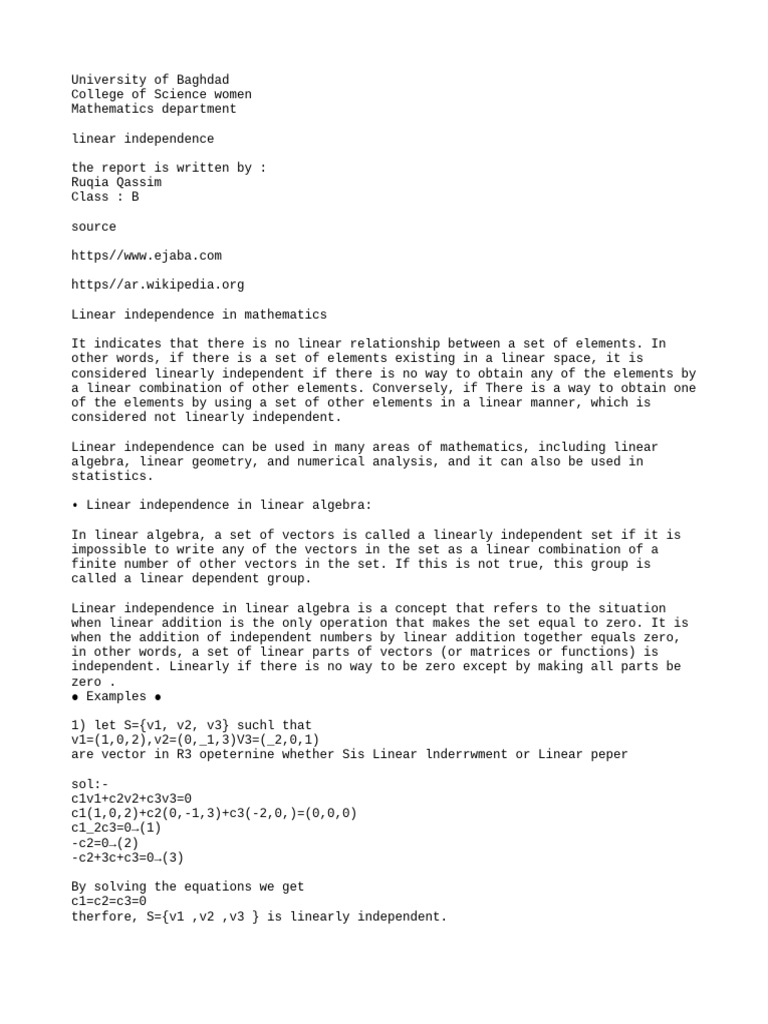 تقرير | PDF | Vector Space | Linear Algebra