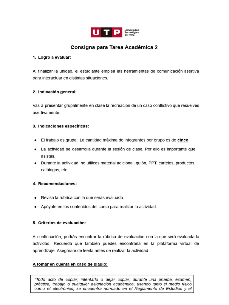 TA2_INDICACIONES Y RÚBRICA_H01C (1) | PDF | Rúbrica (Académica) | Comunicación humana