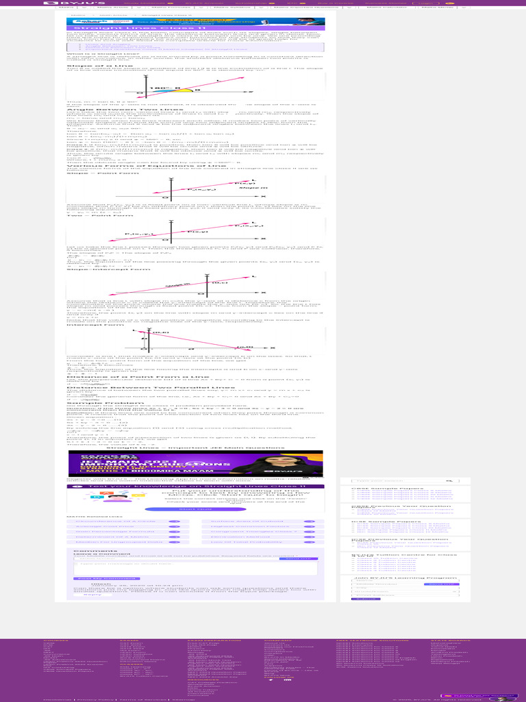 Straight Lines Class 11 - Notes, and Important Topics With Examples ...