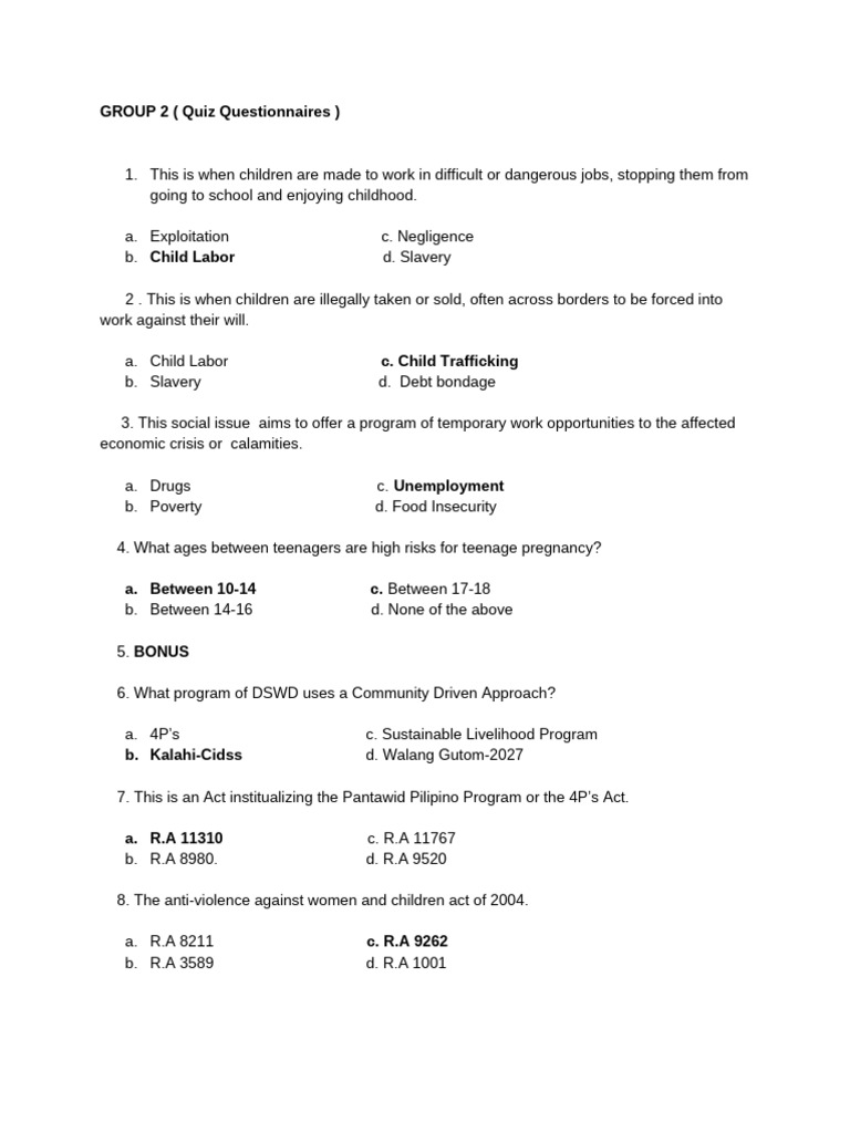 GROUP 2 Quiz Questionnaires | PDF