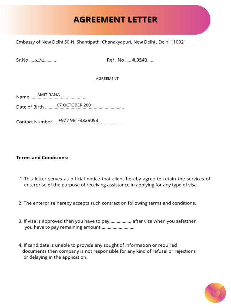 Amit Agreement Paper | PDF