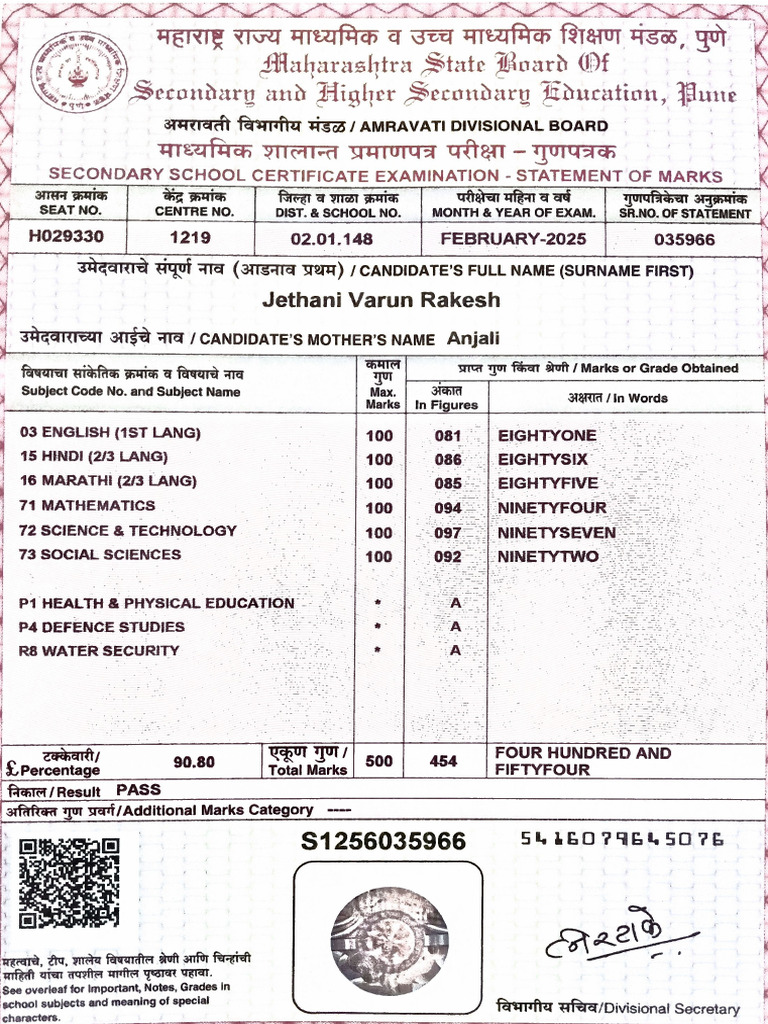 Marksheet 2327 | PDF