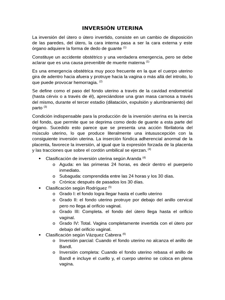 Inversión Uterina | PDF | Parto | Especialidades Medicas