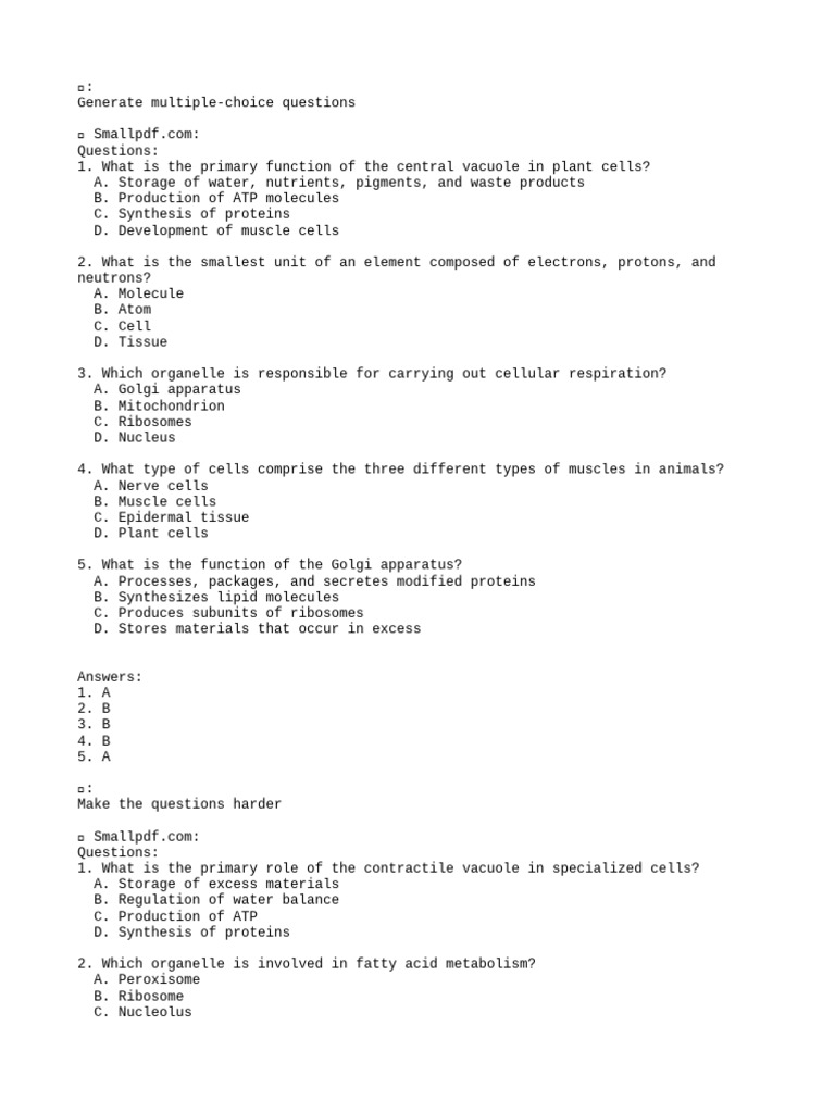 ACCESS - SCIENCE APRIL - STRUCTURE AND FUNCTIONS OF CELL - Generate ...