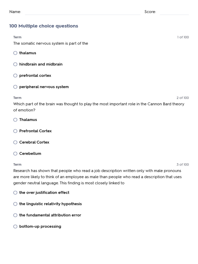 Practice Test #1 AP Psych Barron's - Quizlet | PDF | Mental Disorder ...