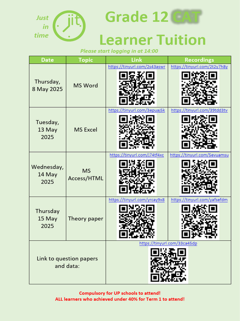 JIT CAT May Tuition Recordings | PDF