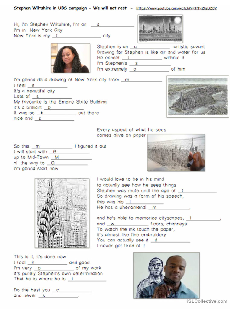 Stephen Wiltshire - UBS Campaign - NYC - Video - Script | PDF