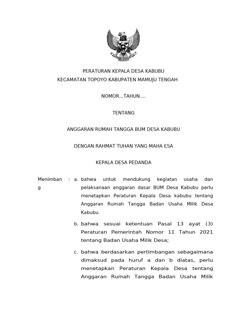 Perkades Bumdes Kabubu | PDF