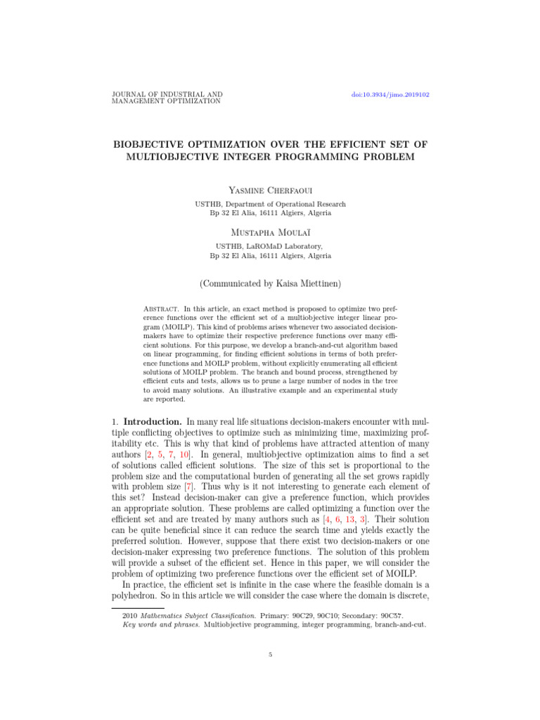 Biobjective Robust Optimization Over The | PDF | Function (Mathematics) | Set (Mathematics)