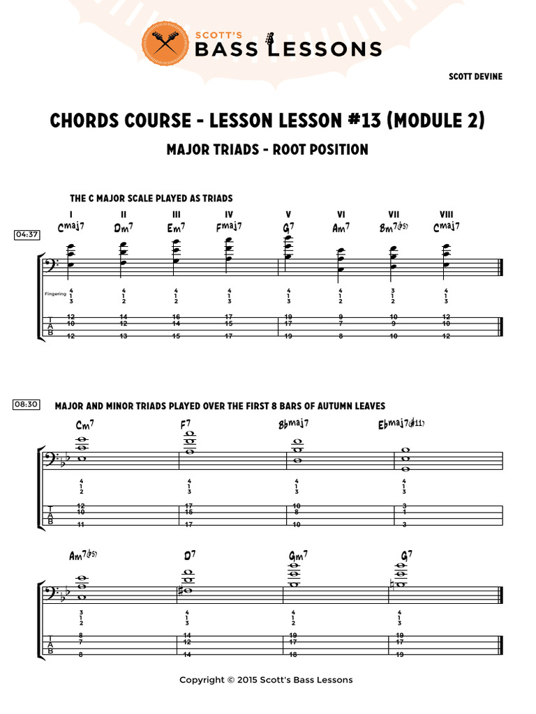 Major Triads in C: Lesson 13 Guide | PDF | Melody | Musical Scales
