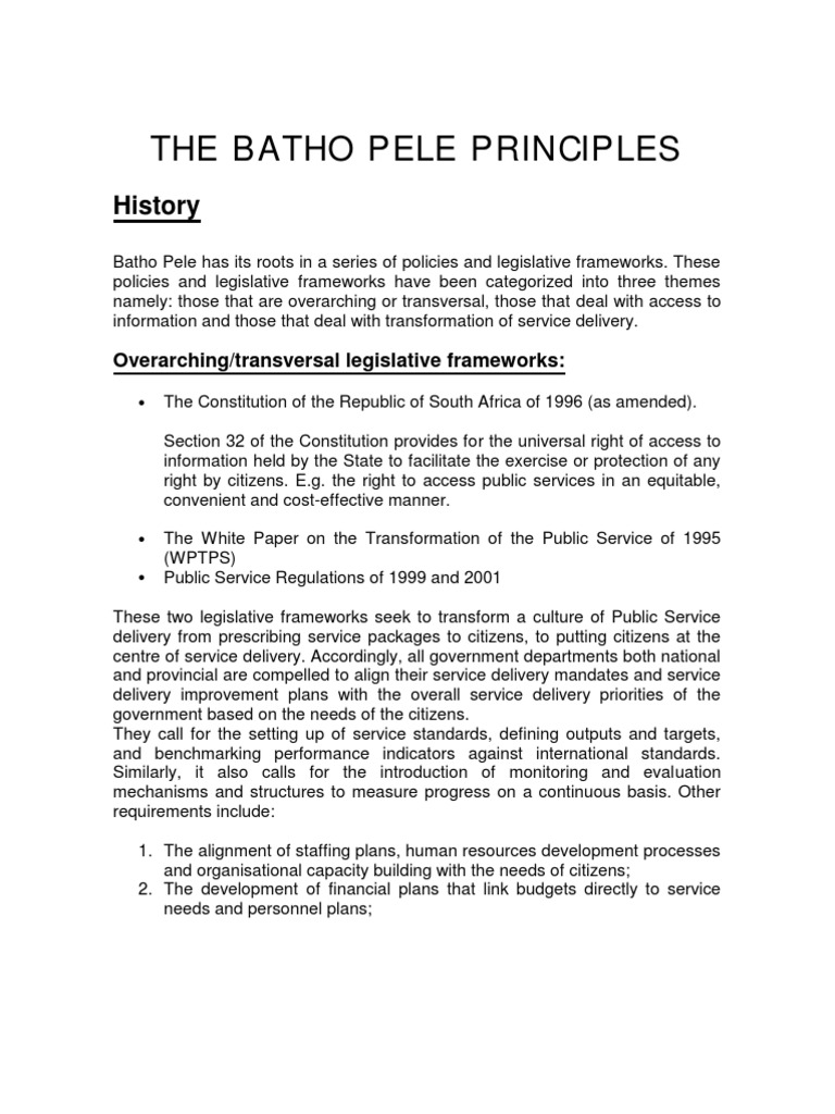 Batho Pele Principles | PDF | E Government | Goal