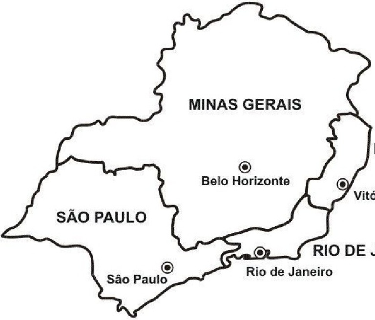 Mapa Da Região Sudeste Com Estados e Capitais para Imprimir e Colorir | PDF