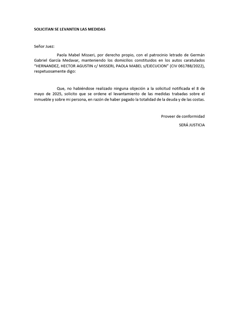 Solicitan Se Levanten Las Medidas | PDF
