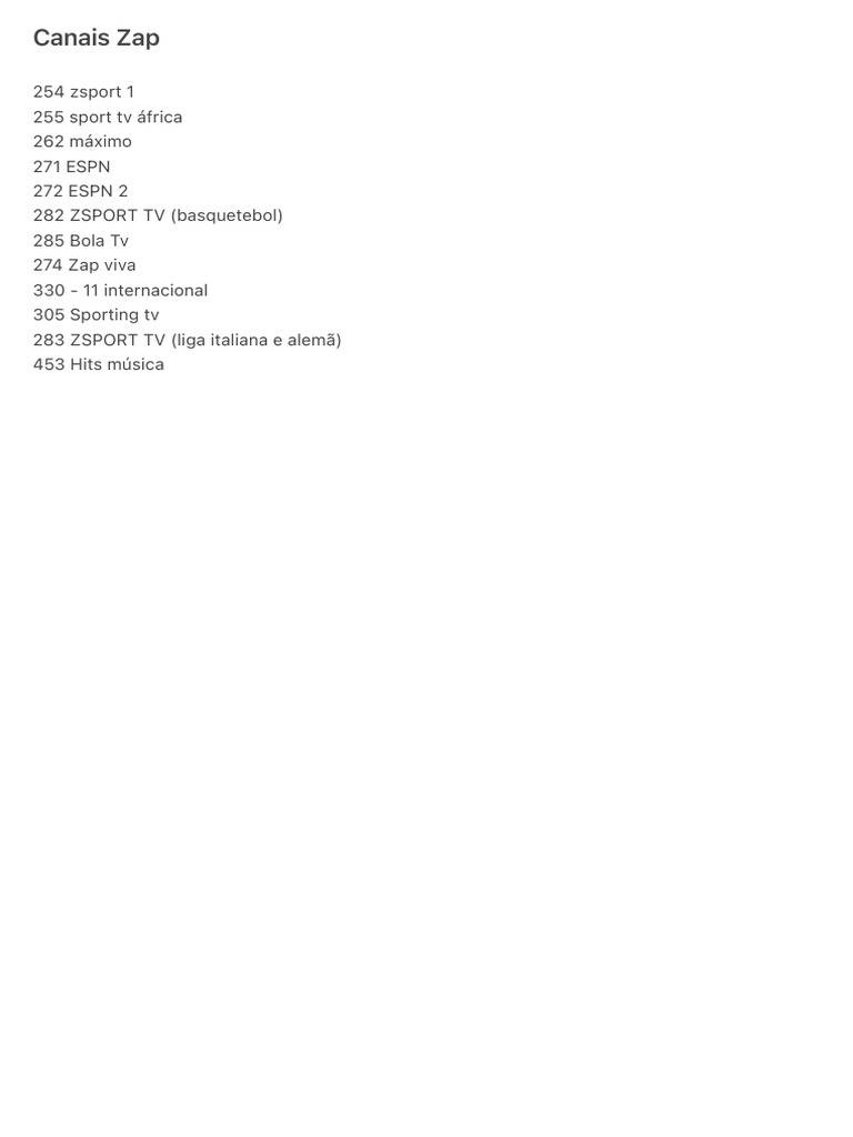 Canais Zap | PDF