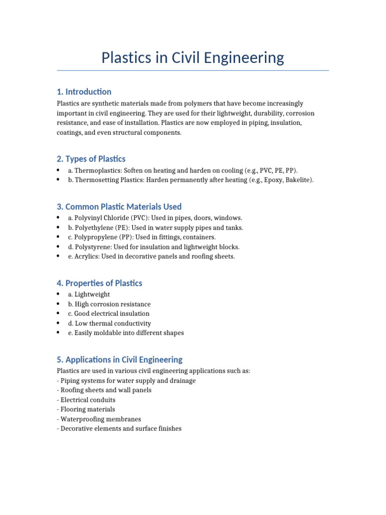 Plastics in Civil Engineering | PDF