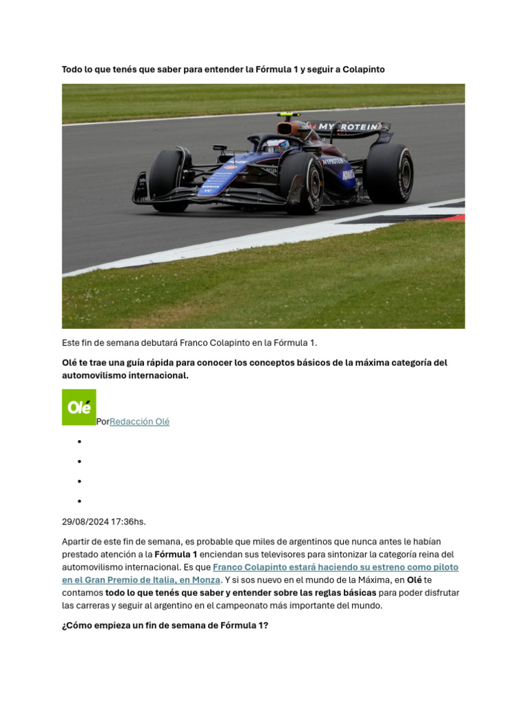 Todo Lo Que Tenés Que Saber para Entender La Fórmula 1 | PDF | Formula Uno | Fédération ...