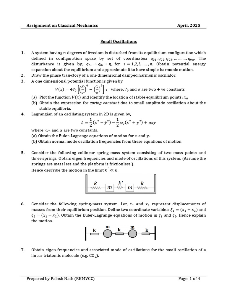 Assignment On Classical Mechanics | PDF | Rotation | Oscillation