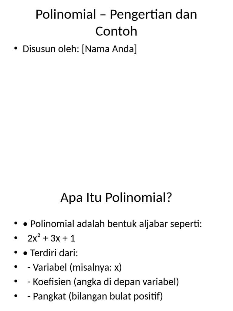 Presentasi Polinomial Sederhana | PDF