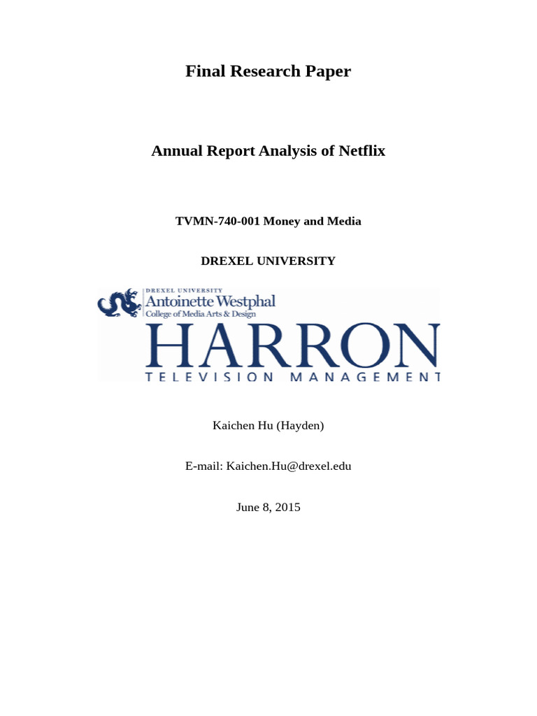Research Paper-Netflix Annual Report Analysis by Kaichen Hu | PDF ...