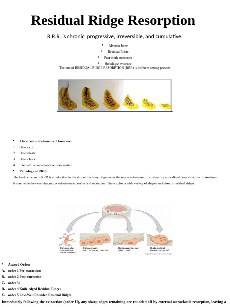 Residual Ridge Resorption | PDF | Bone