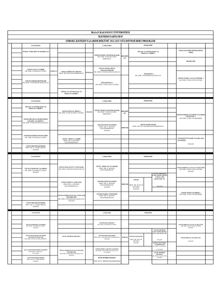 2024 2025 Guz Donemi Git Ders Programi | PDF