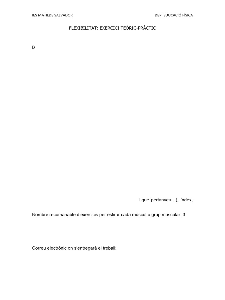Exercici Teòric-Pràctic Flexibilitat. 3 Eso | PDF