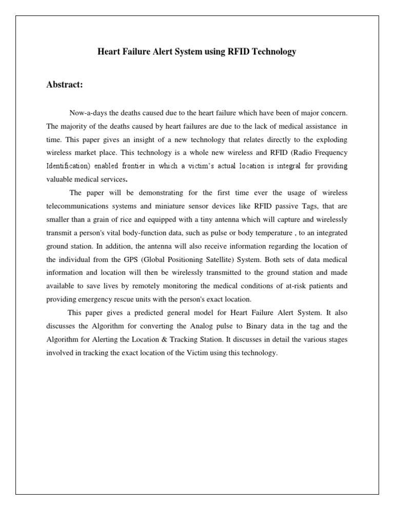 Heart Failure Alert System Using Rfid Technology | PDF | Radio ...