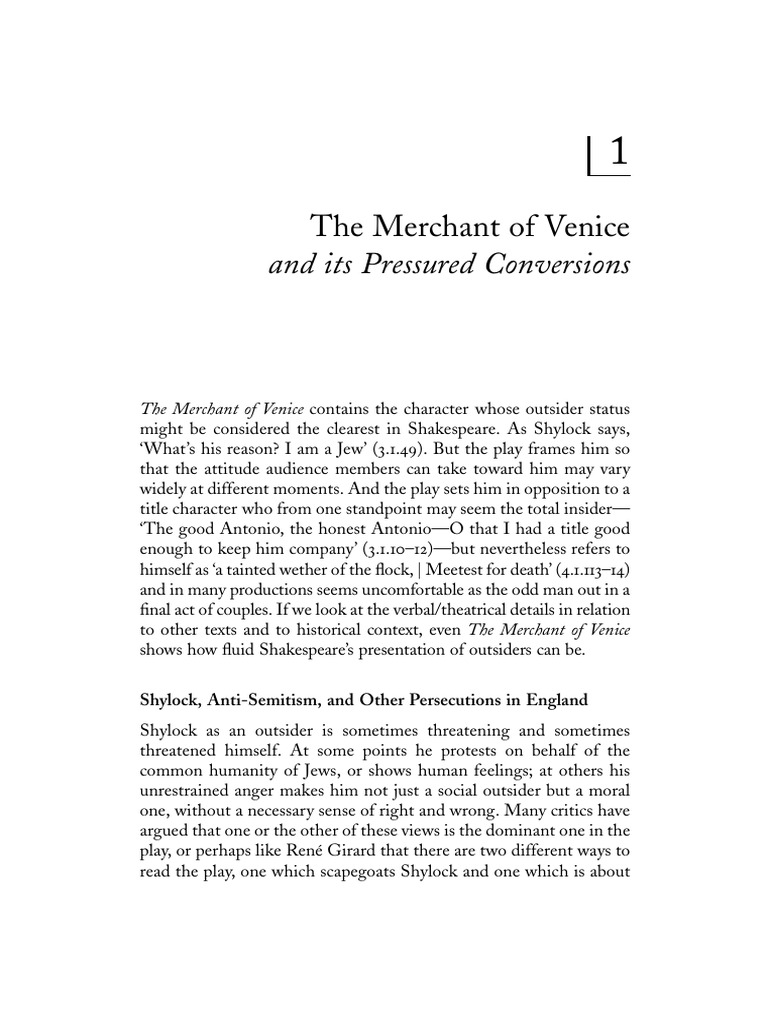 Shylock and Religious Persecution in Shakespeare | PDF | The Merchant ...