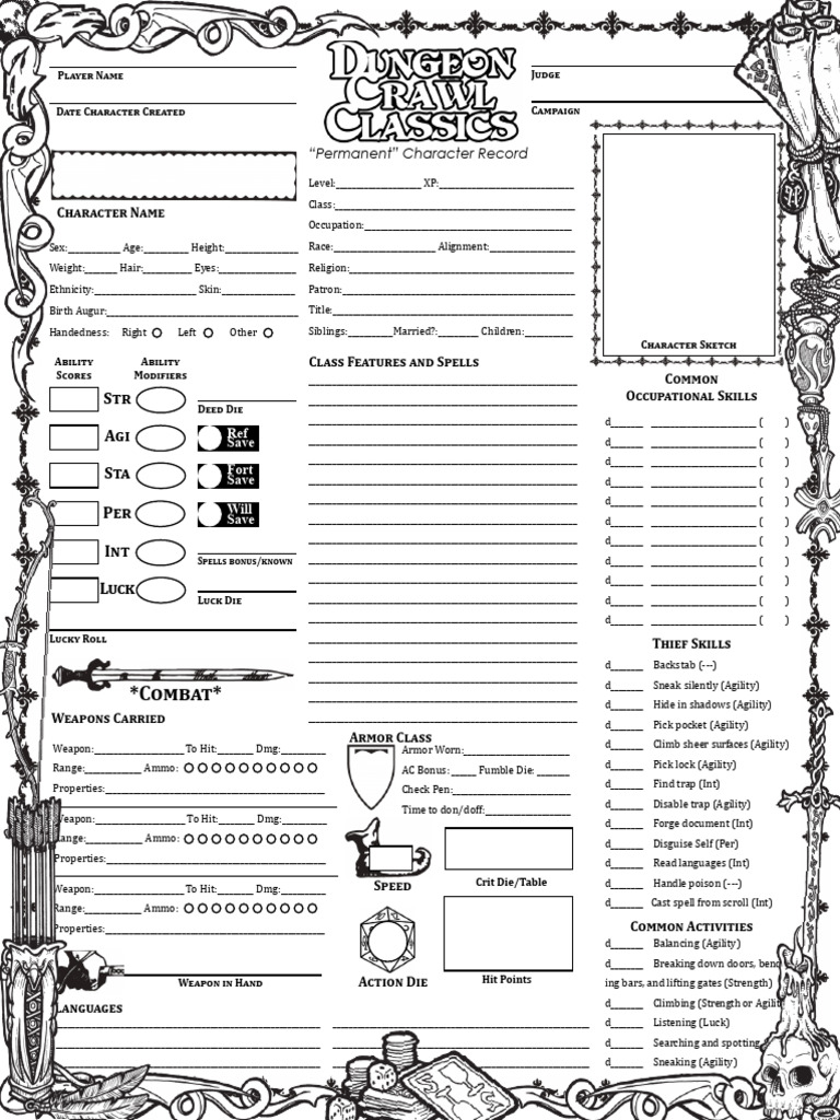 Custom DCC Character Sheet | PDF