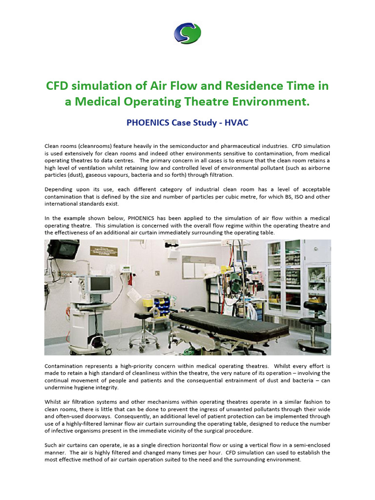 CHAM PHOENICS Case Study HVAC Medical Operating Theatre CFD Simulation | PDF | Applied And ...