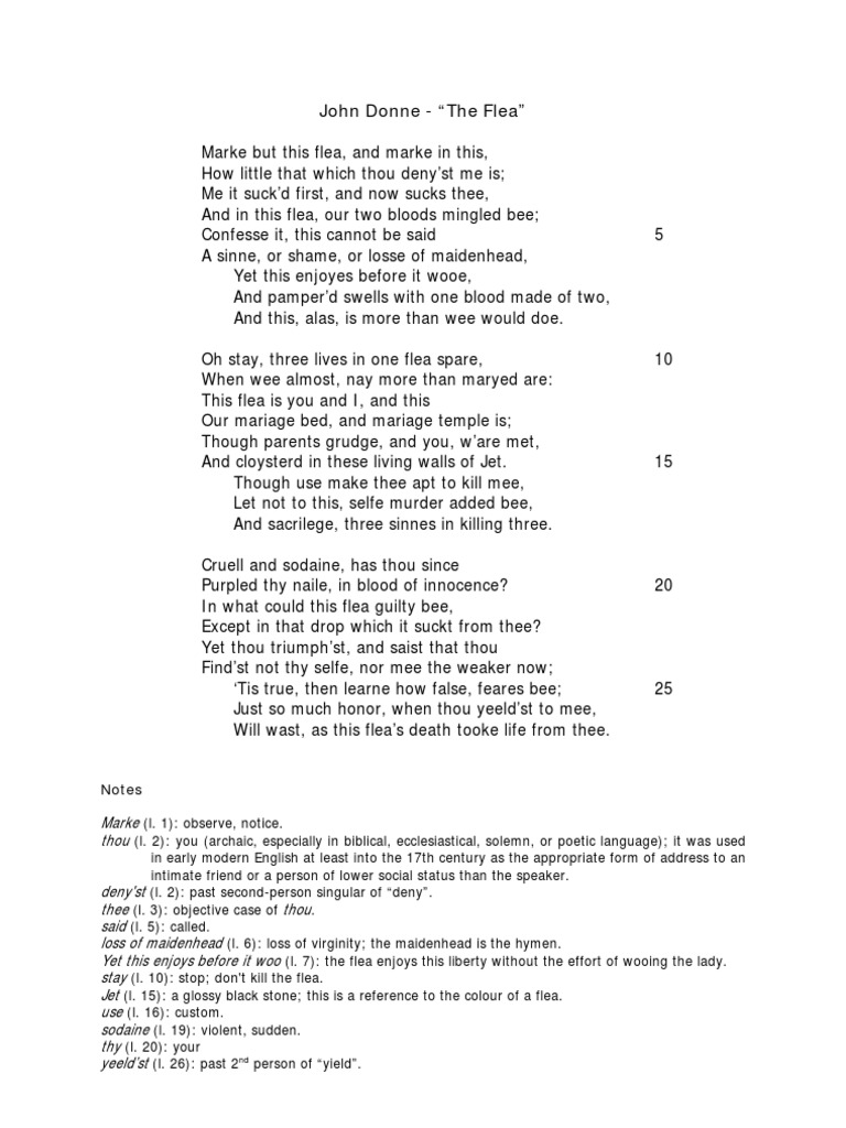 John Donne's "The Flea": A Summary | PDF | Religion & Spirituality | Poetry