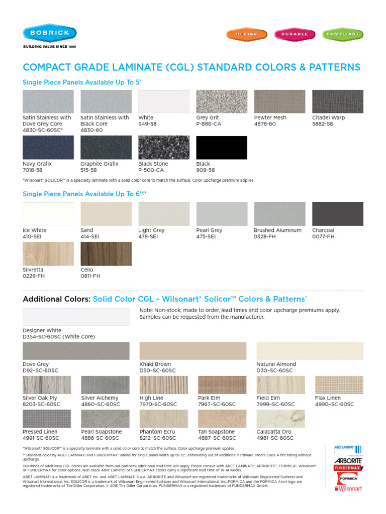 Wilsonart SOLICOR™ CGL Color Options | PDF | Lamination | Building ...