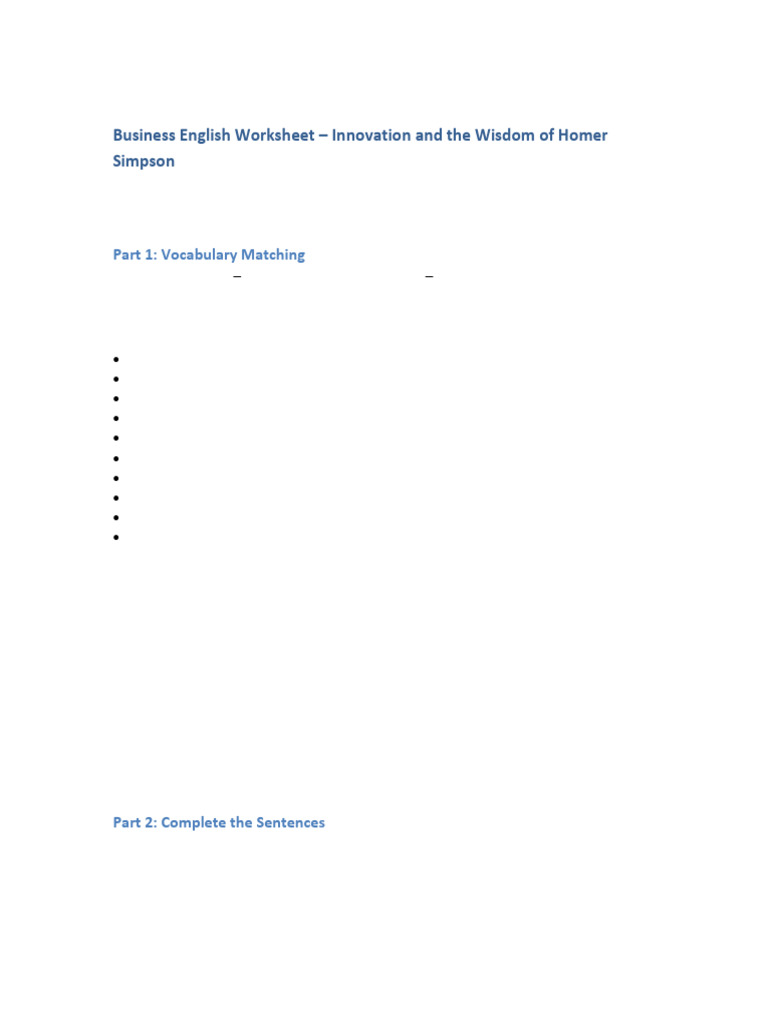 Innovation Full Worksheet | PDF | Innovation | Vocabulary