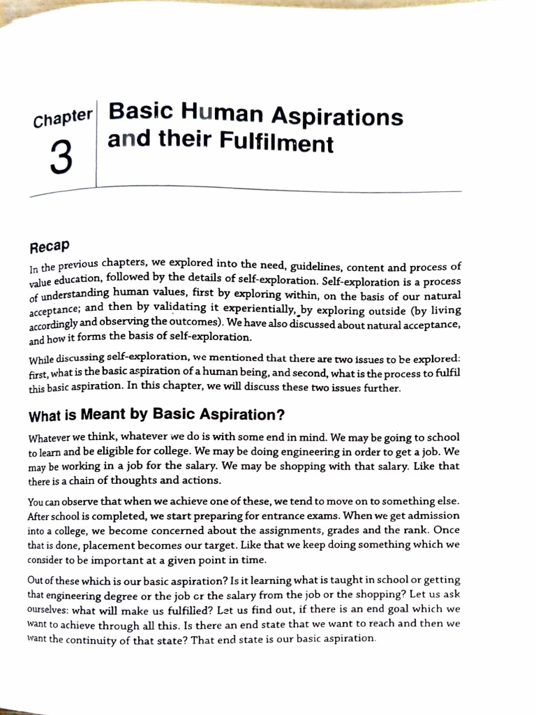 Chapter-3 (Basic Human Aspirations and Their Fulfilment) | PDF | Consciousness | Happiness