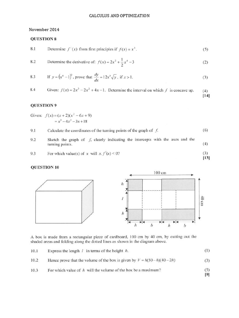 Calculus and Optimzation Pack | PDF