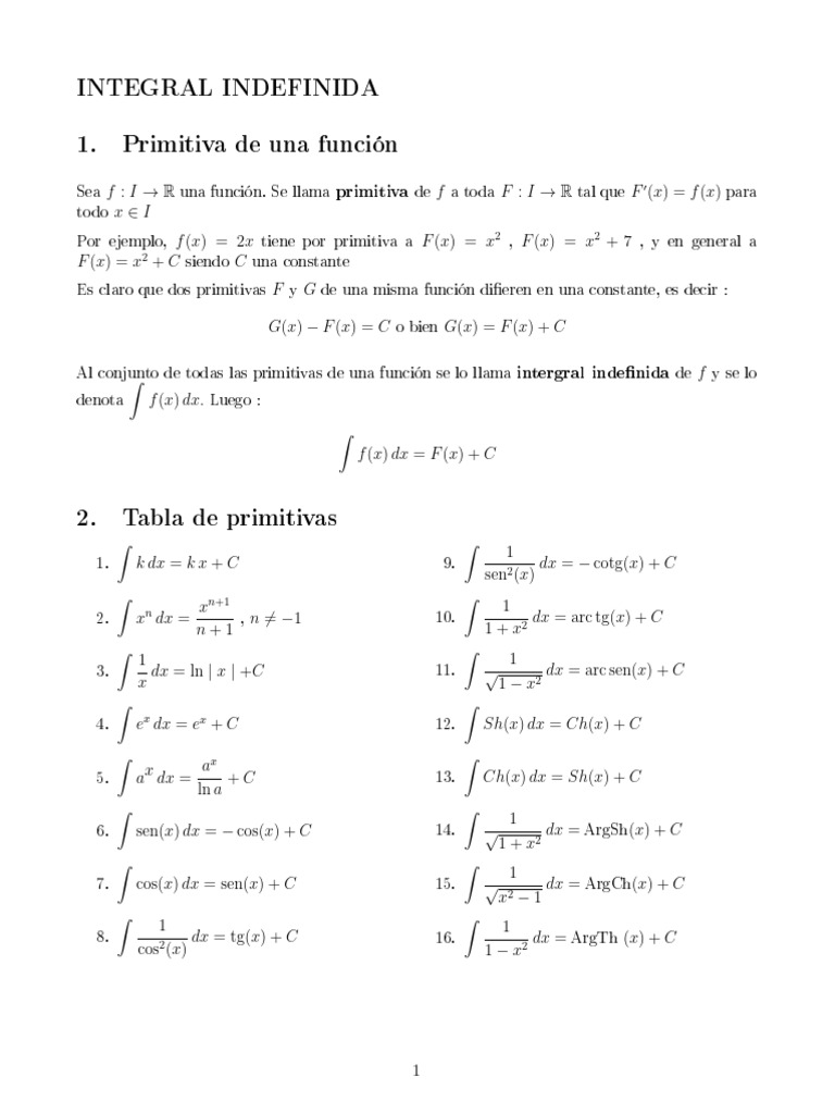 Integrales Primitivas | PDF | Análisis matemático