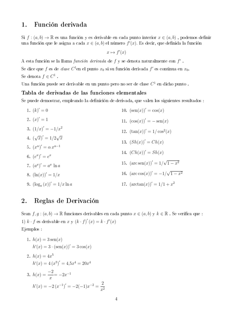 Derivadas y Reglas de Derivación en Cálculo | PDF | Línea (geometría ...