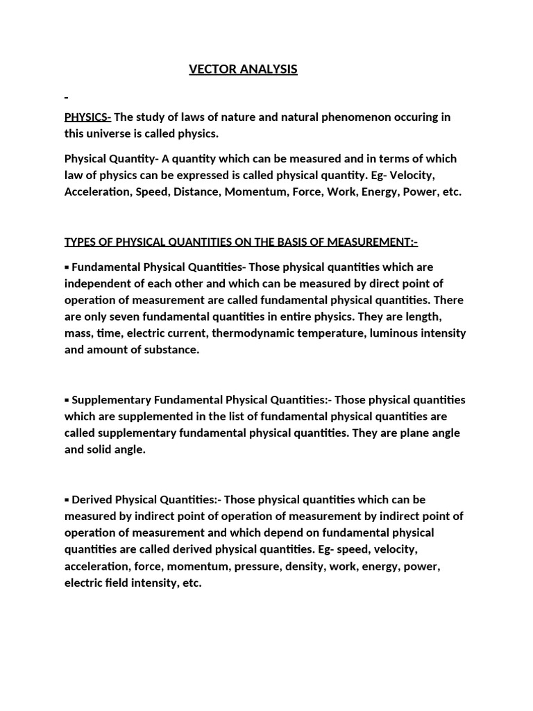Understanding Physical Quantities in Physics | PDF | Euclidean Vector ...