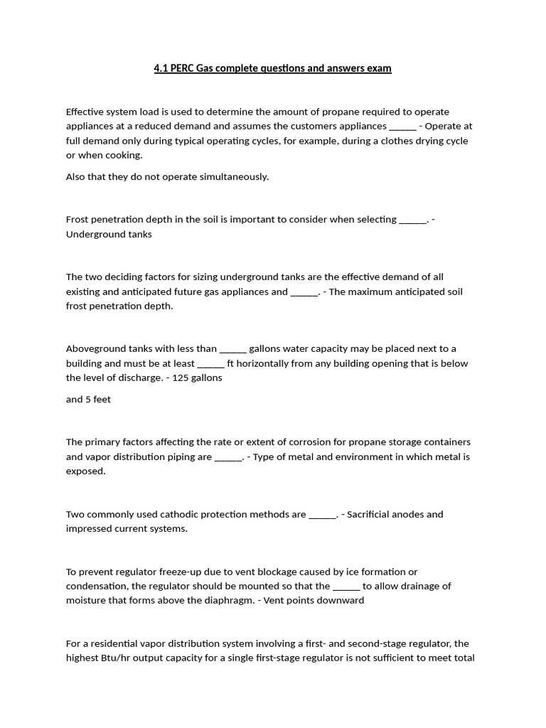 4.1 PERC Gas complete questions and answers exam | PDF | Pipe (Fluid ...