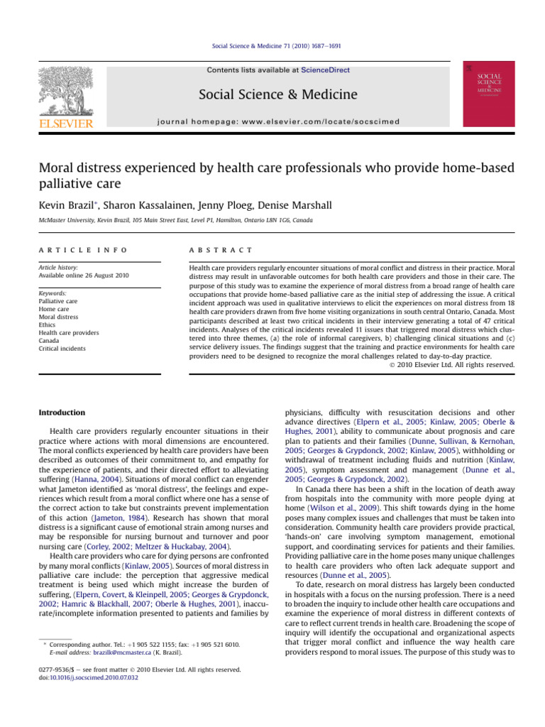 Brazil 20 Moral 20 Distress | PDF | Caregiver | Palliative Care